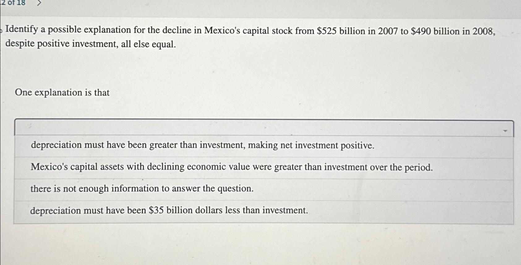 Solved Identify a possible explanation for the decline in | Chegg.com