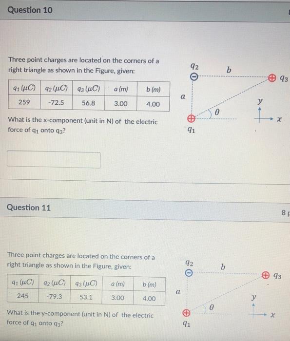 Solved Three point charges are located on the corners of a | Chegg.com