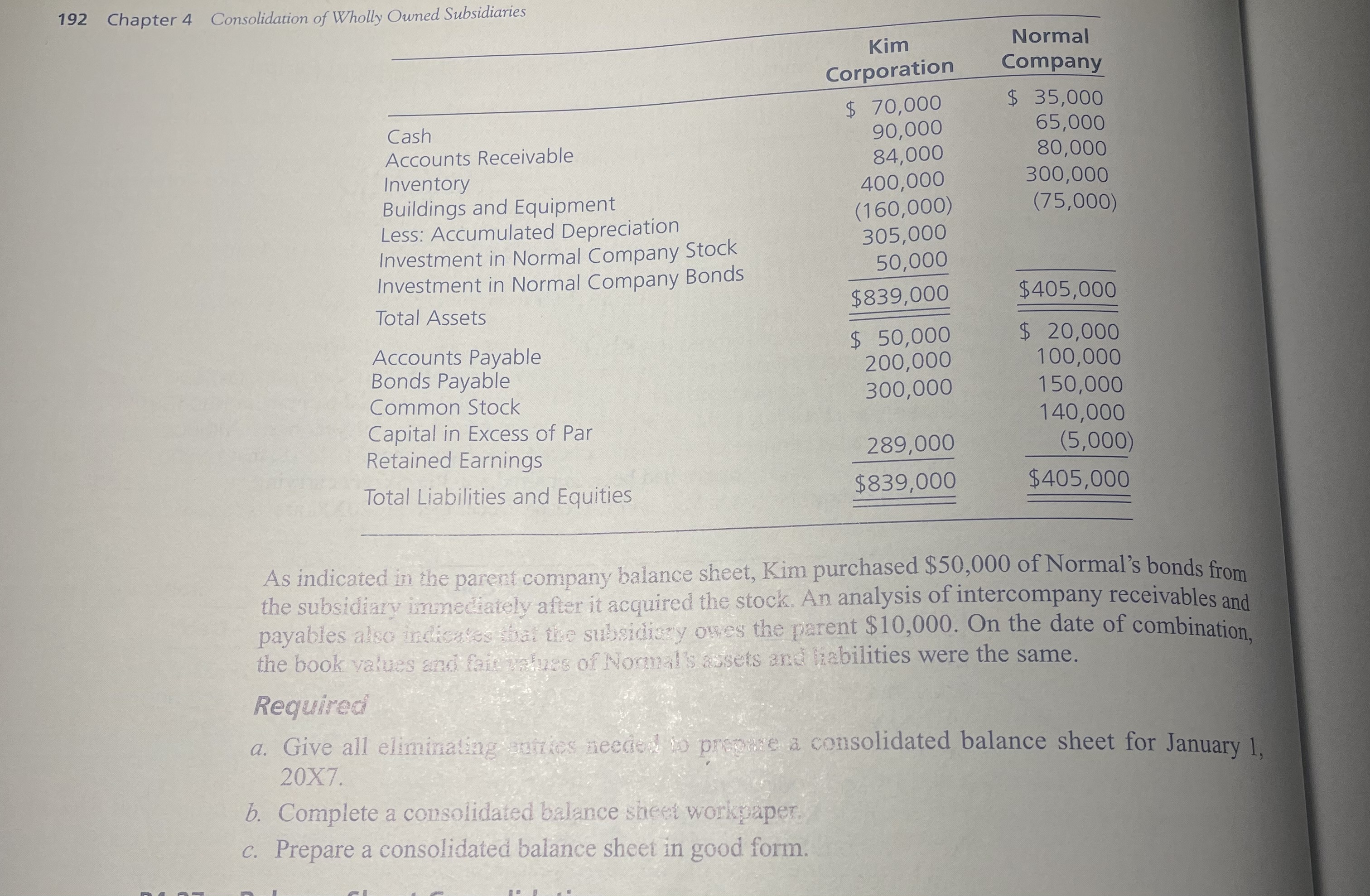 Solved Give the eliminating Entries. Complete a consolidated | Chegg.com