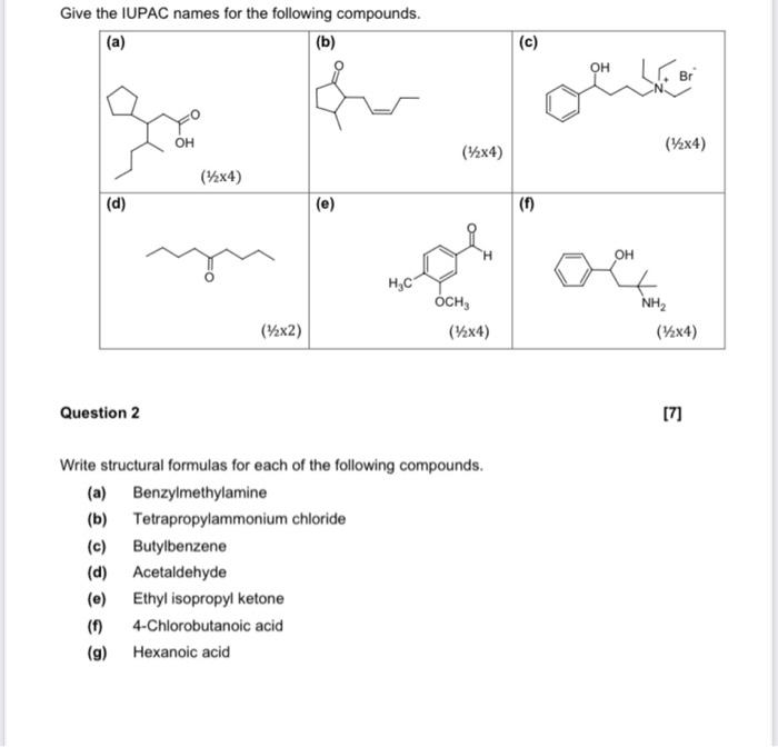 Solved Give the IUPAC names for the following compounds. | Chegg.com