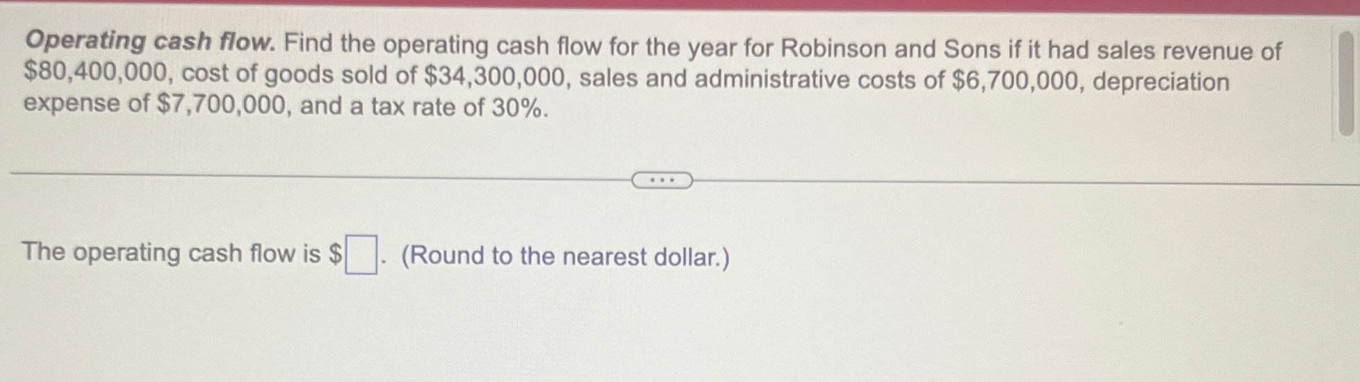 Operating cash flow. Find the operating cash flow for | Chegg.com