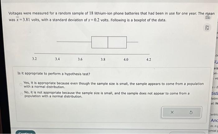 Solved Voltages were measured for a random sample of 18 | Chegg.com