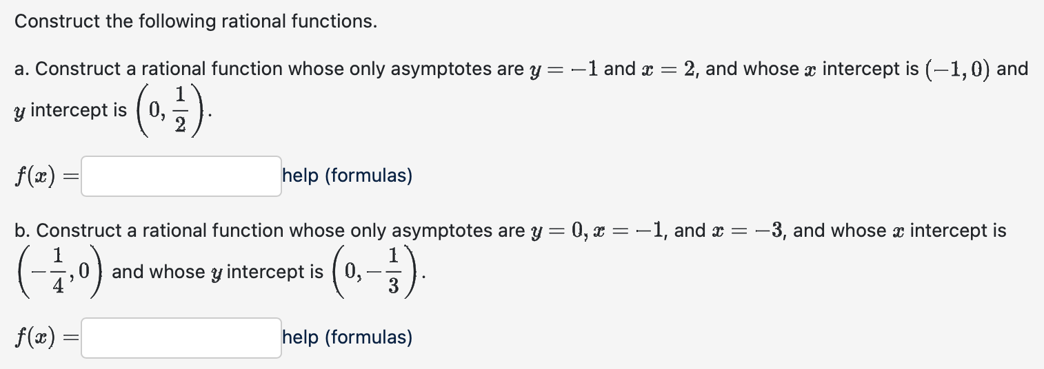 Solved b. ﻿Construct a rational function whose only | Chegg.com