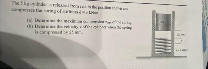 Solved The 5 kg cylinder is released from rest in the | Chegg.com