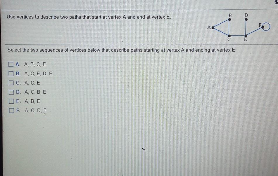 Solved B D Use vertices to describe two paths that start at | Chegg.com