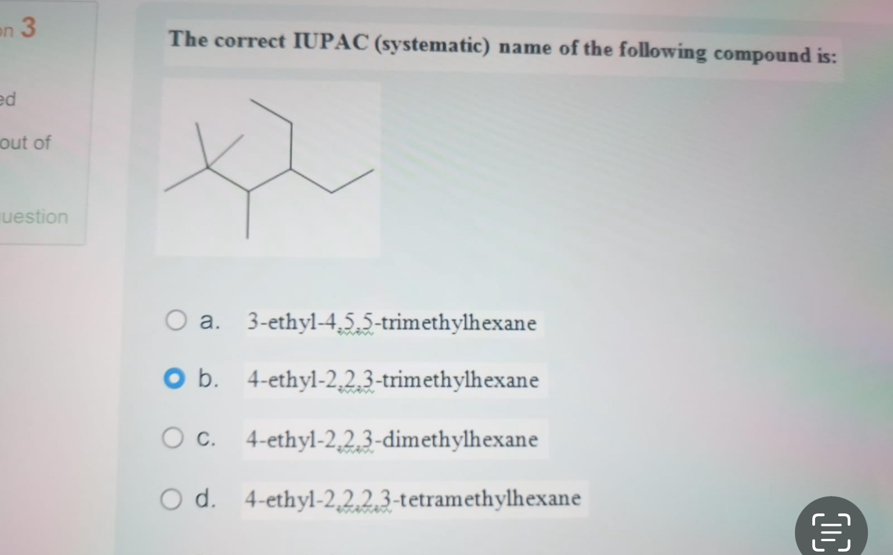 Solved The correct IUPAC (systematic) ﻿name of the following | Chegg.com
