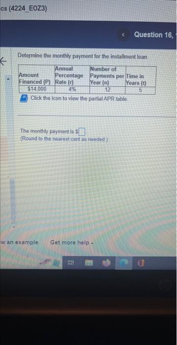 Solved Determine the monthly payment for the installment | Chegg.com
