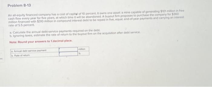 Solved An all-equity financed compaty has a cost of capitel | Chegg.com