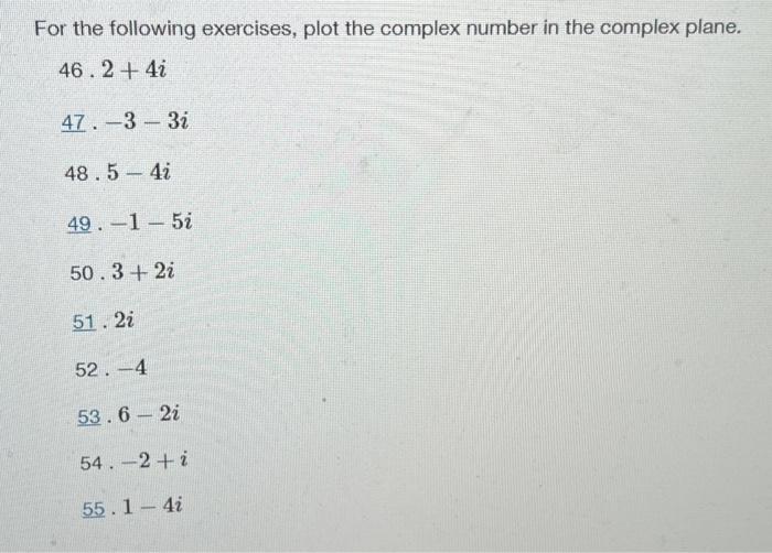 Solved For the following exercises, plot the complex number | Chegg.com