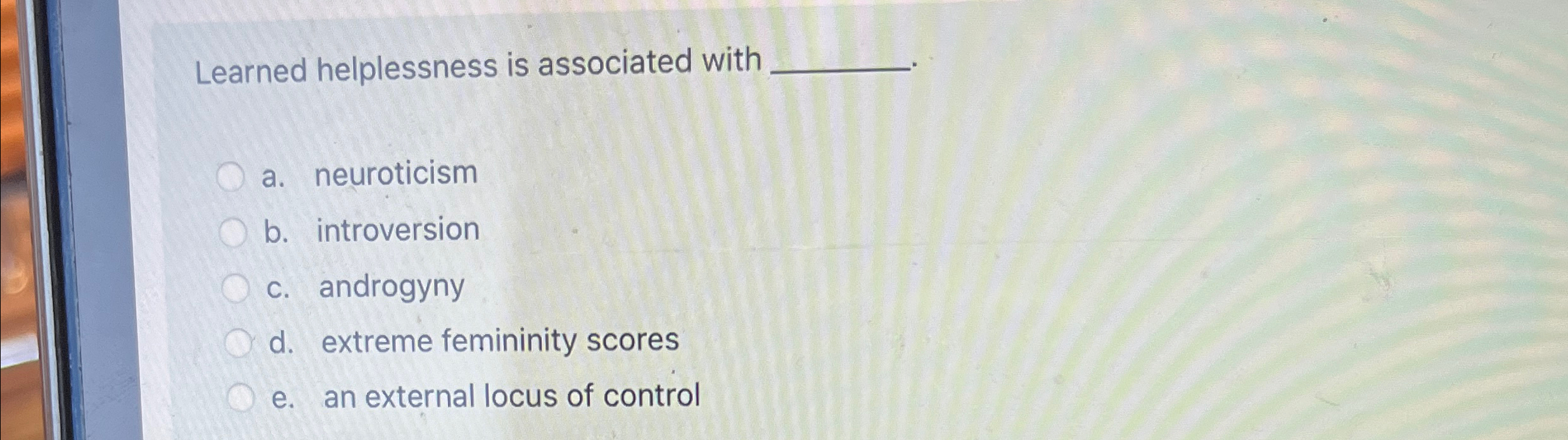 Solved Learned helplessness is associated witha. | Chegg.com