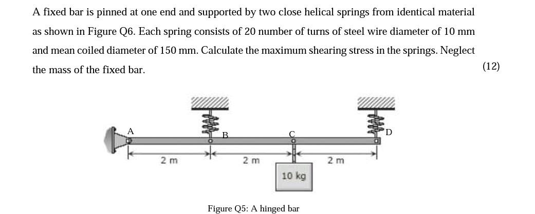 Solved A fixed bar is pinned at one end and supported by two | Chegg.com