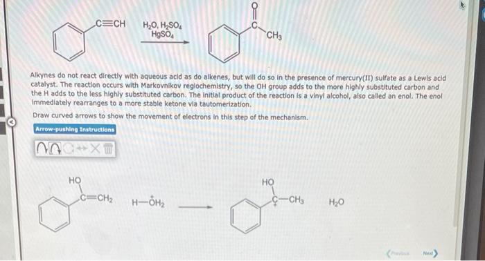 Solved CECH H2O, H,SO HgSO4 CH3 Alkynes do not react | Chegg.com