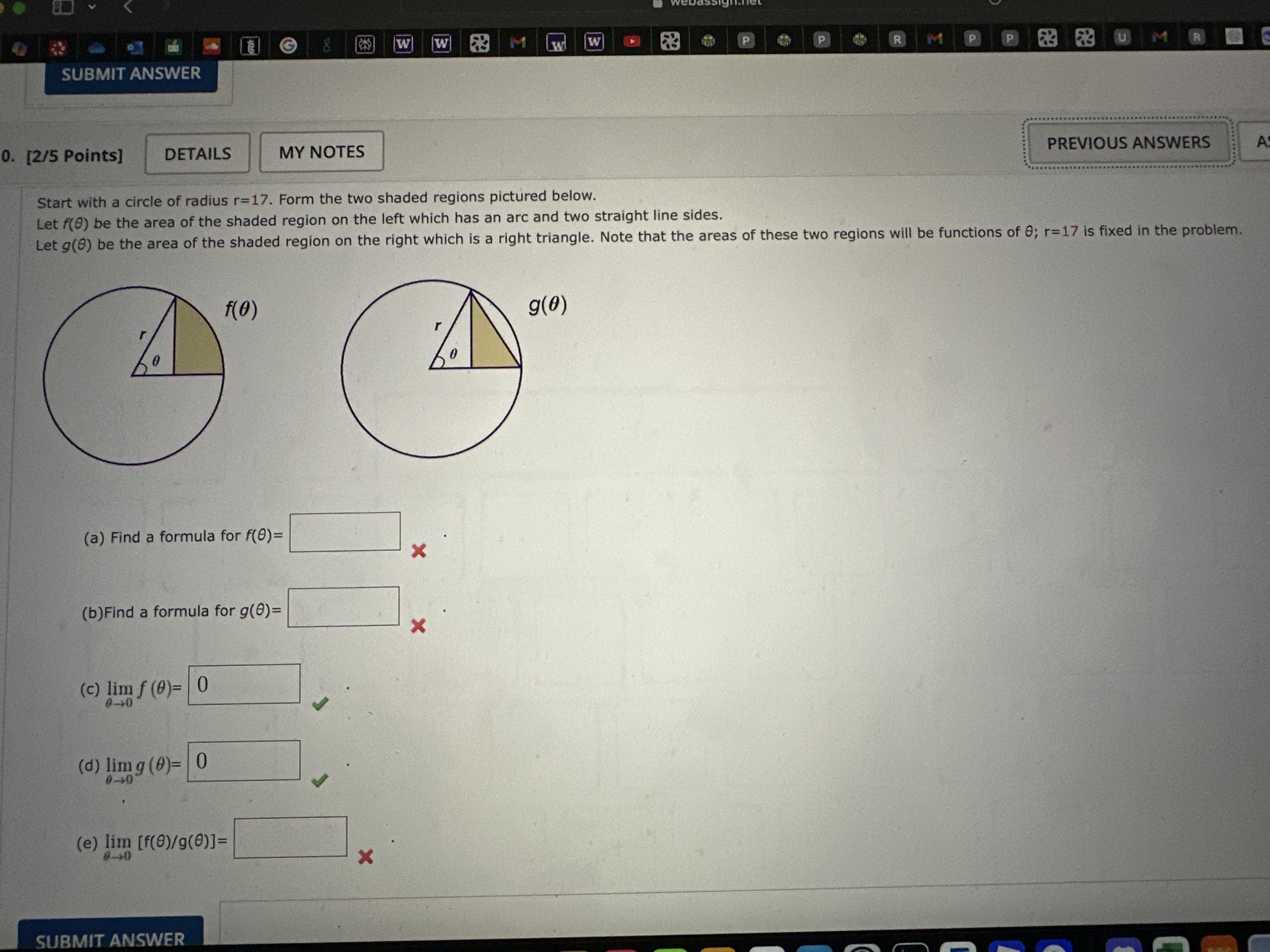 Solved [(2)/(5) ﻿Points] ﻿Start with a circle of radius | Chegg.com