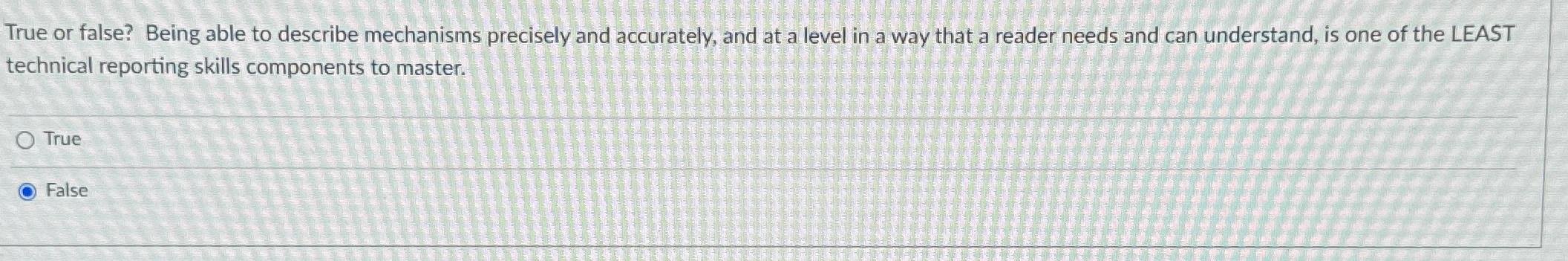 Solved True or false? Being able to describe mechanisms | Chegg.com