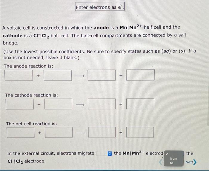 Solved A voltaic cell is constructed in which the anode is a | Chegg.com