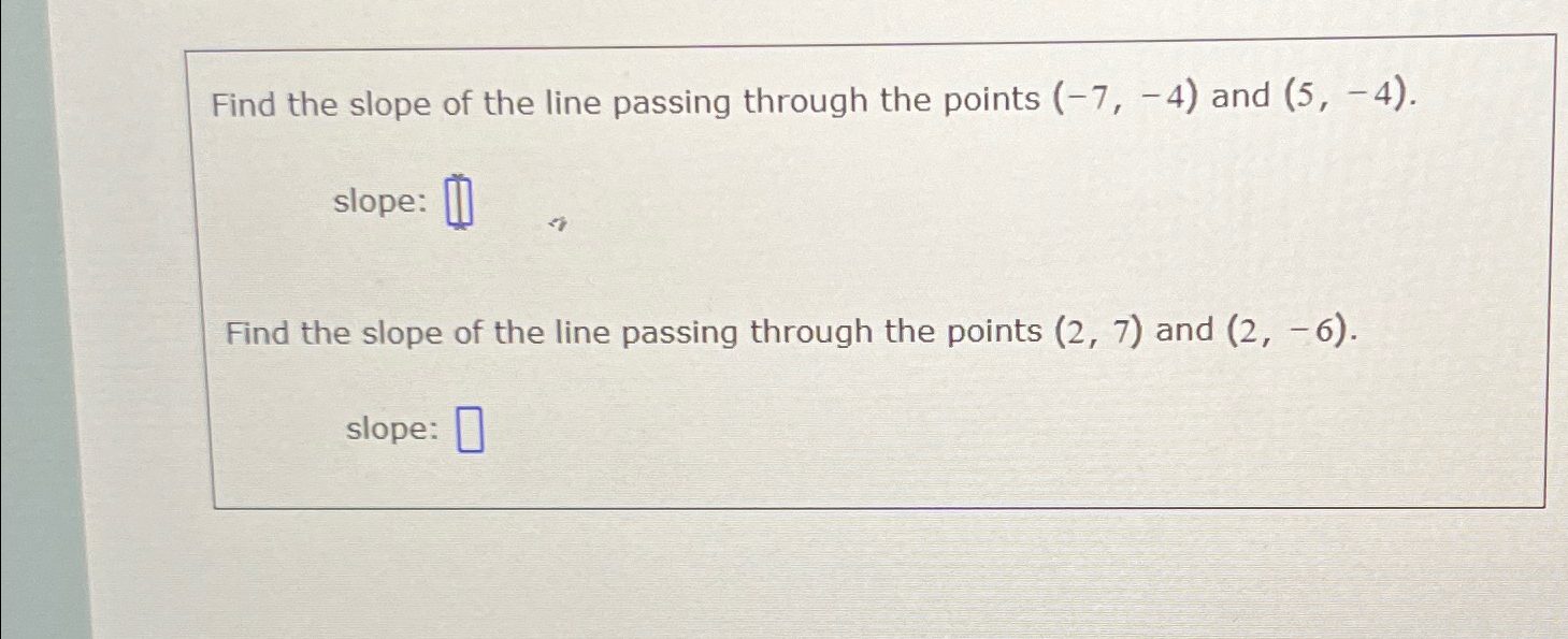 Solved Find the slope of the line passing through the points | Chegg.com