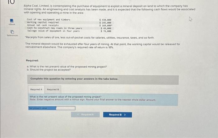 Solved Alpha Coal, Limited, is contemplating the purchase of | Chegg.com