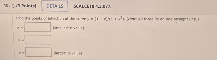 Solved Find the points of inflection of the curve | Chegg.com