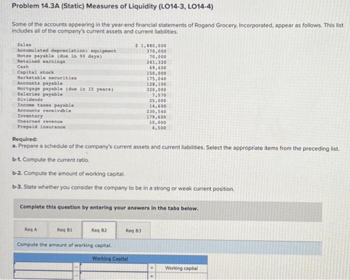 Solved Problem 14.3A (Static) Measures of Liquidity | Chegg.com