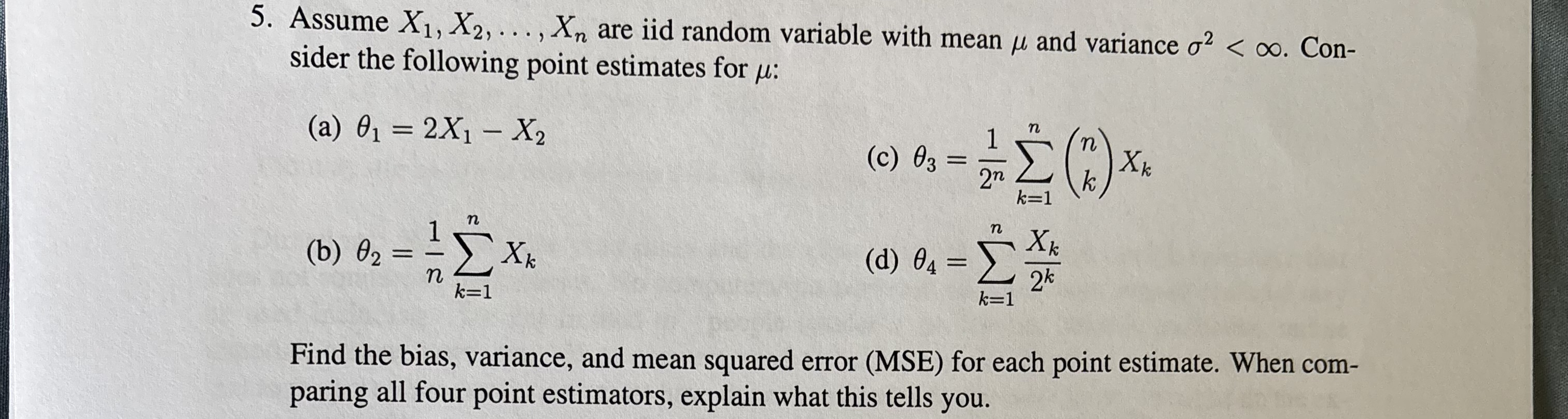 Solved Assume x1,x2,...,xn ﻿are iid random variable with | Chegg.com