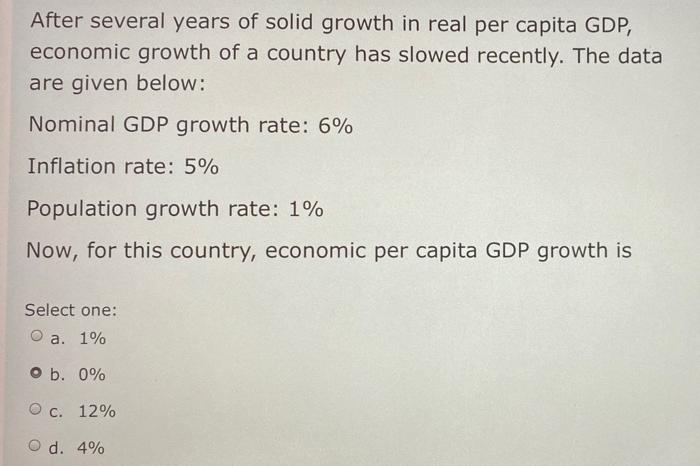 Solved After several years of solid growth in real per | Chegg.com