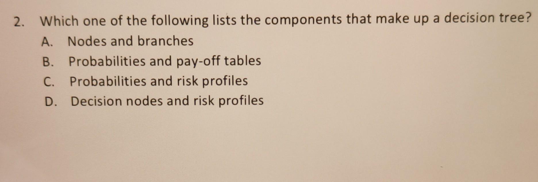 Solved 2. Which one of the following lists the components | Chegg.com