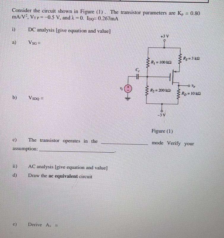 Solved Consider the circuit shown in Figure (1) ﻿The | Chegg.com