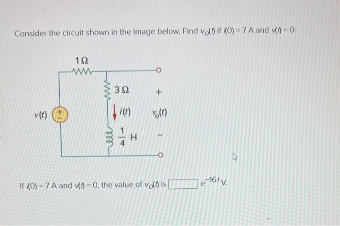 Solved Consider the circuit shown in the image below. Find | Chegg.com
