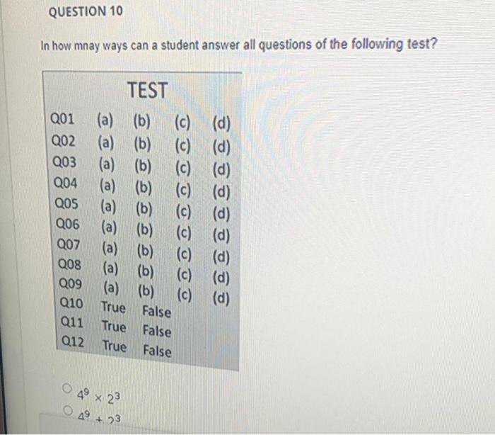Solved QUESTION 10 In how mnay ways can a student answer all | Chegg.com