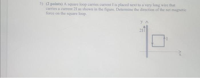 Solved 5) ( 2 points) A square loop carries current I is | Chegg.com