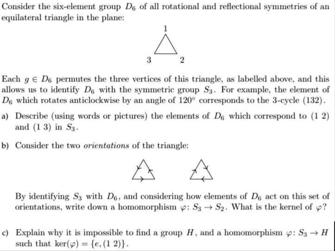 Solved Consider the six-element group D6 of all rotational | Chegg.com