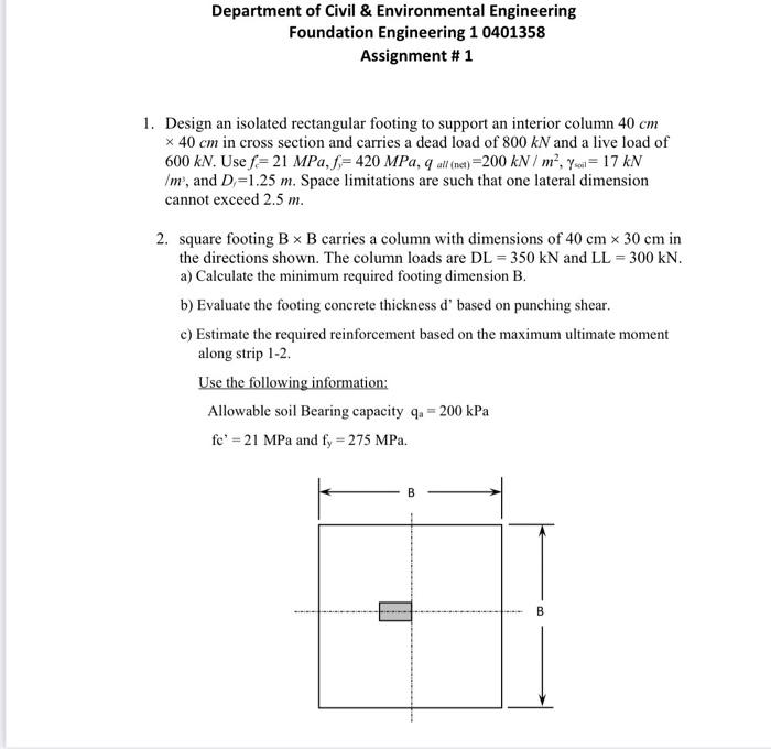 Solved Department of Civil & Environmental Engineering | Chegg.com