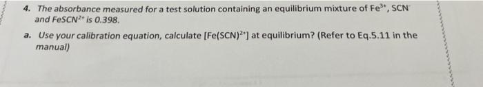 4. The absorbance measured for a test solution | Chegg.com