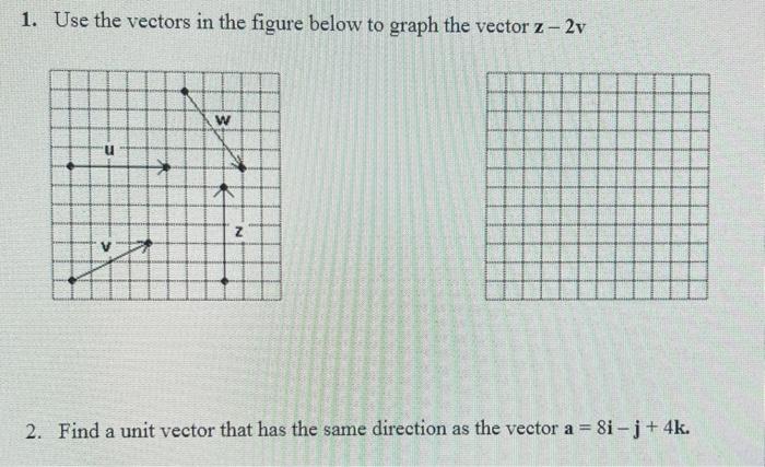Solved 1. Use the vectors in the figure below to graph the | Chegg.com