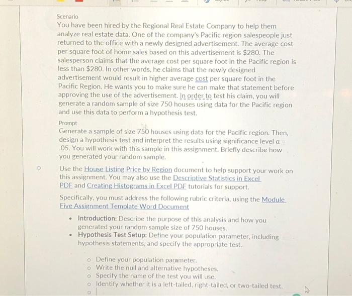 Solved Scenario You have been hired by the Regional Real | Chegg.com