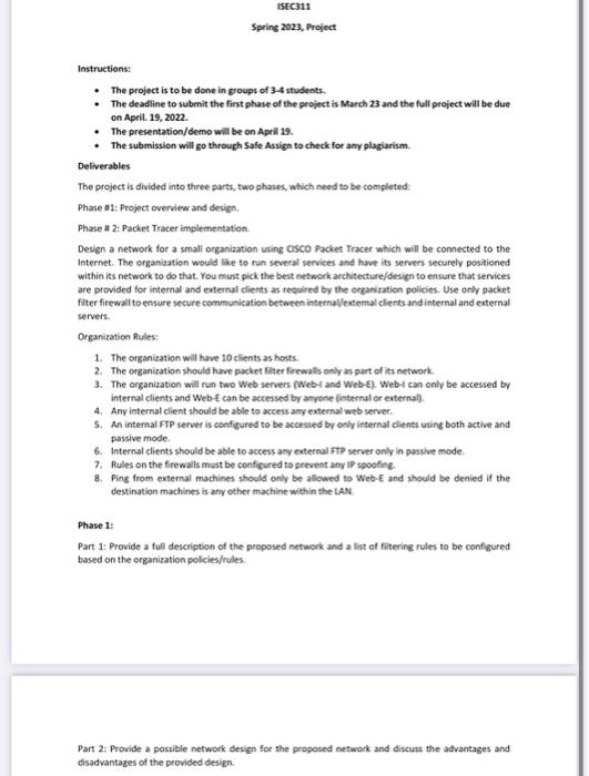 Solved Design a network for a small organization The | Chegg.com