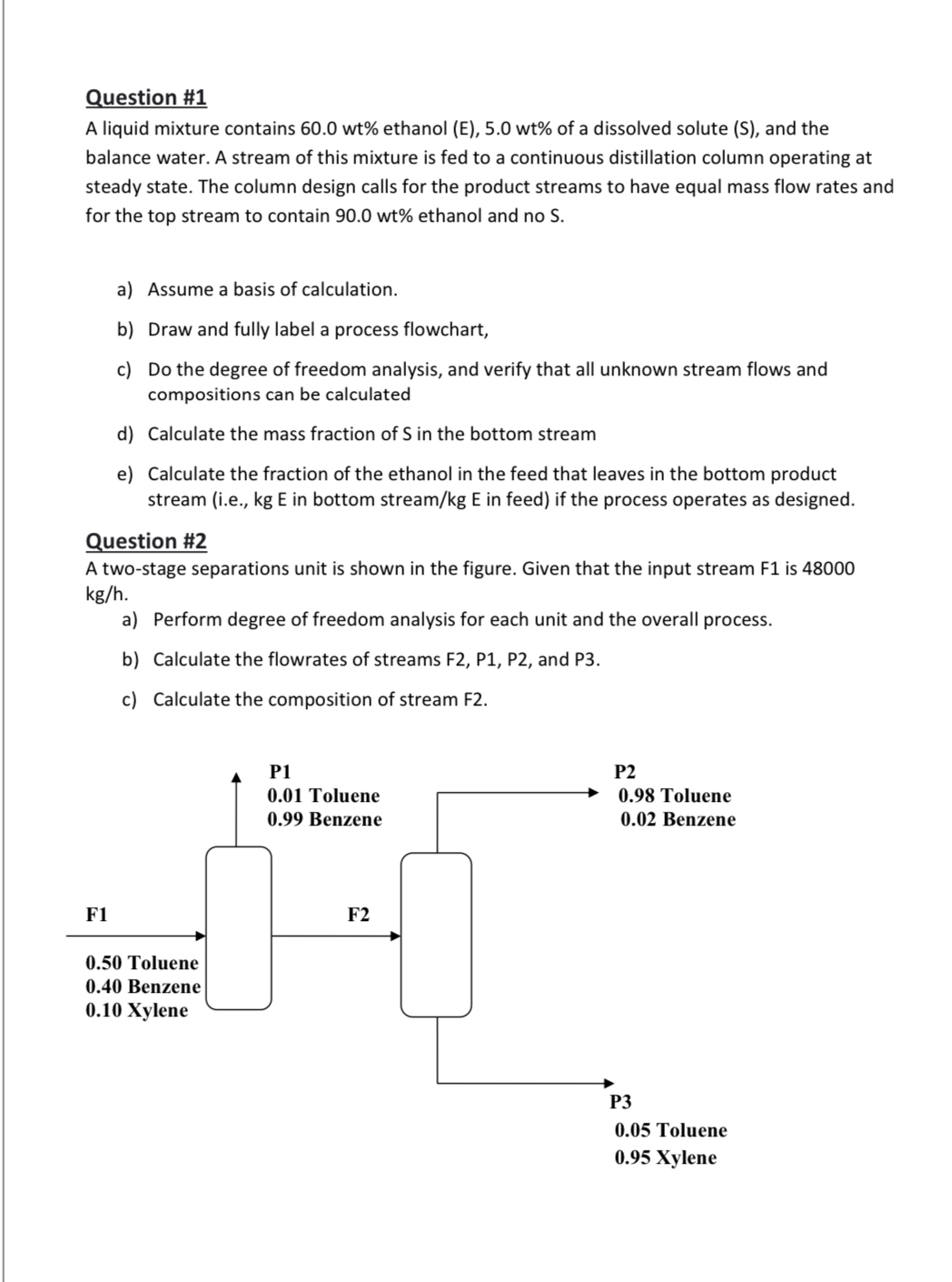 Solved Question #1A liquid mixture contains 60.0wt% ﻿ethanol | Chegg.com