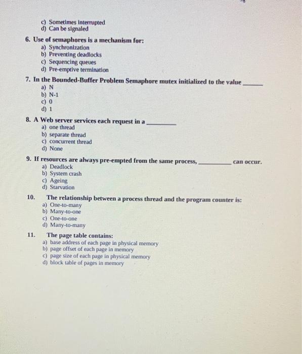 Solved 1. "If a process is executing in its critical | Chegg.com