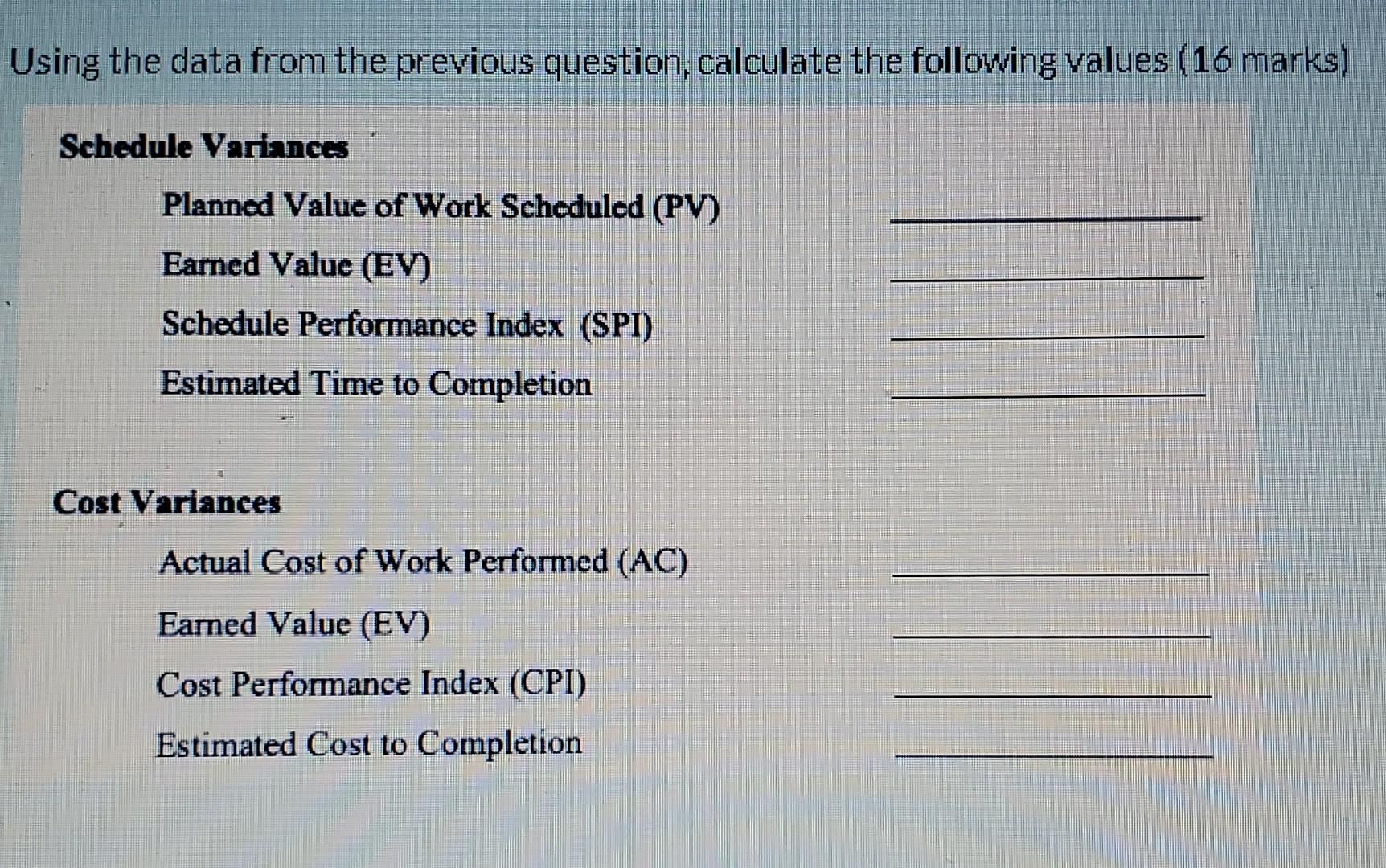 Solved Using the following data, calculate the planned and | Chegg.com