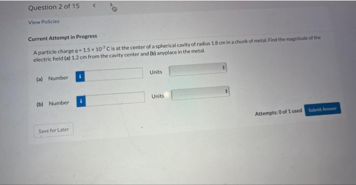 Solved Current Attempt in Progress A particle charge | Chegg.com