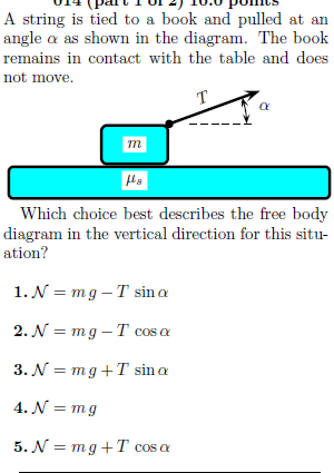 Solved A string is tied to a book and pulled at an angle | Chegg.com
