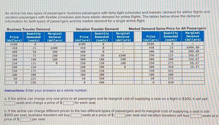 Solved An airline has two types of passengers: business | Chegg.com