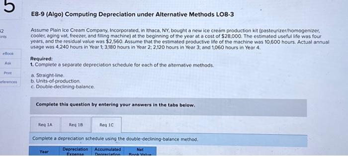 Solved E8-9 (Algo) Computing Depreciation under Alternative | Chegg.com