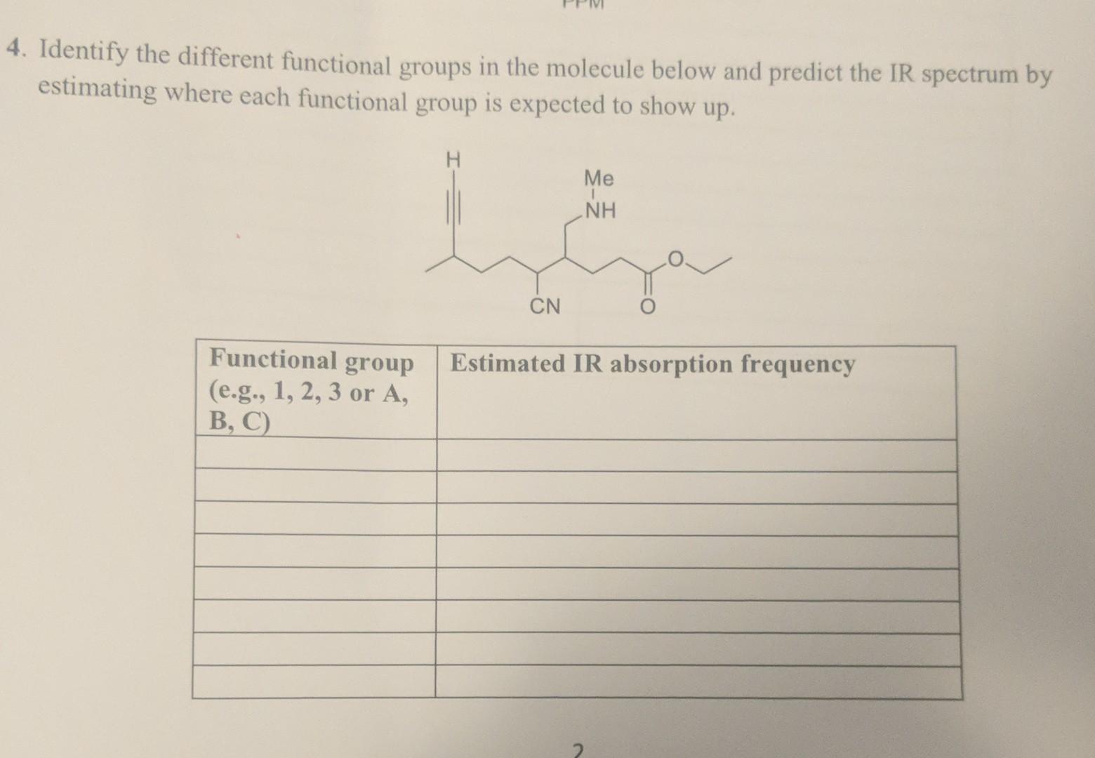 Solved 4. Identify the different functional groups in the | Chegg.com