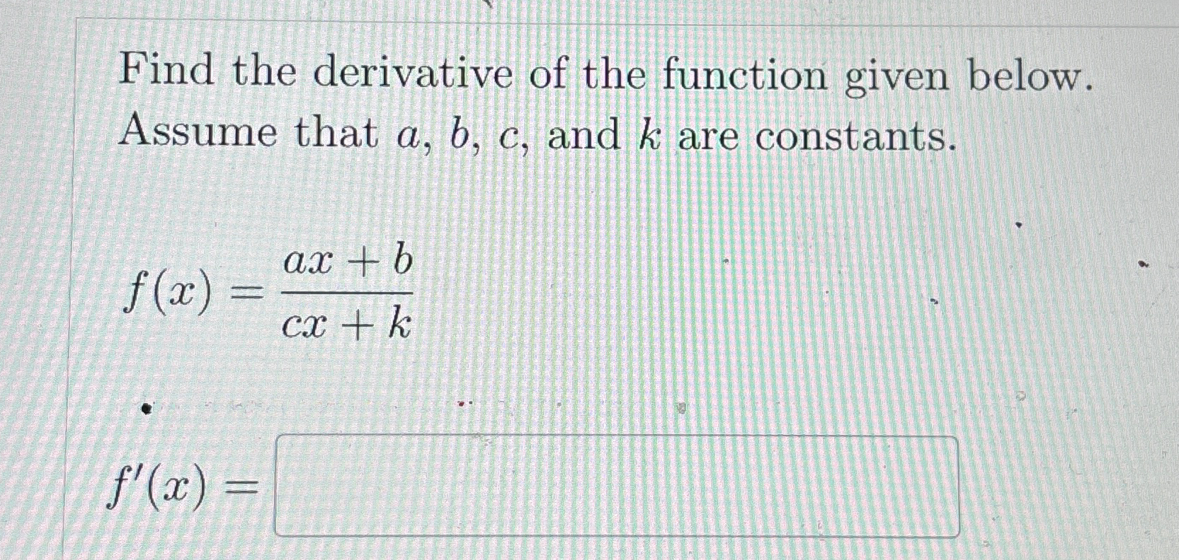 Solved Find the derivative of the function given below. | Chegg.com