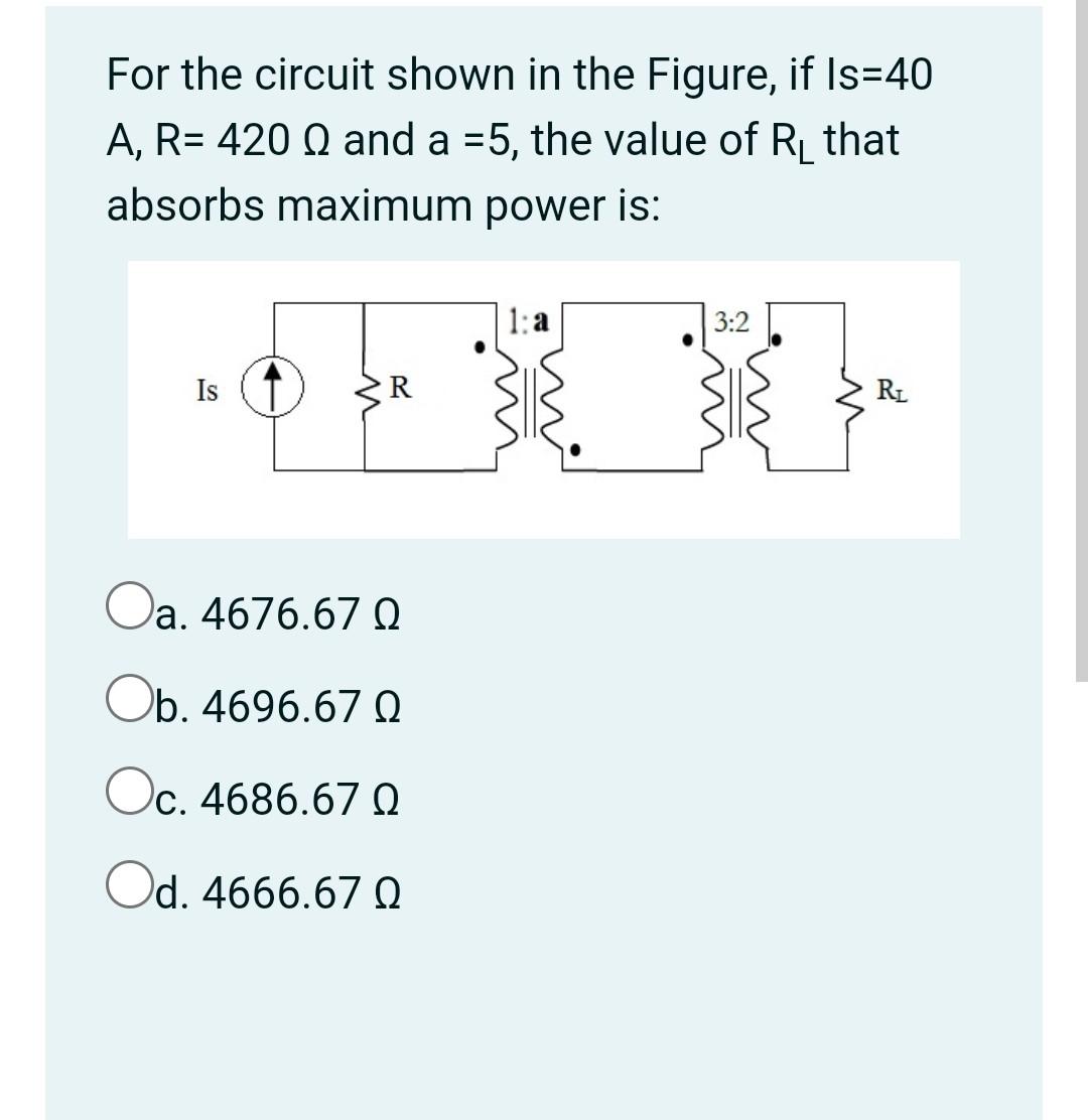 Solved For the circuit shown in the Figure, if Is=40 A, R= | Chegg.com