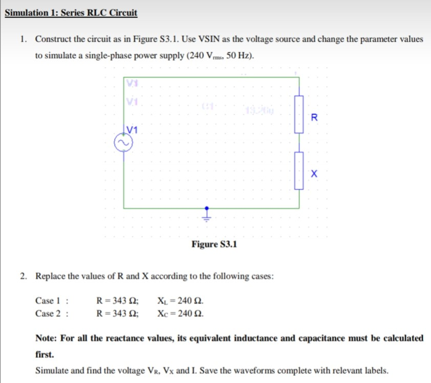 Solved Simulation 1: Series RLC Circuit 1. Construct the | Chegg.com