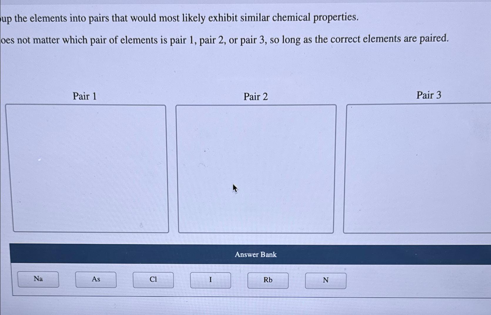Solved up the elements into pairs that would most likely | Chegg.com