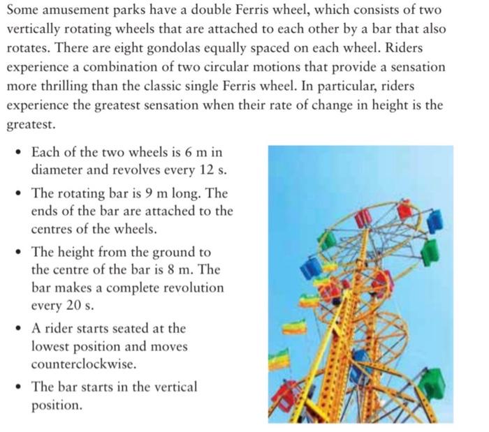 Solved Some amusement parks have a double Ferris wheel, | Chegg.com