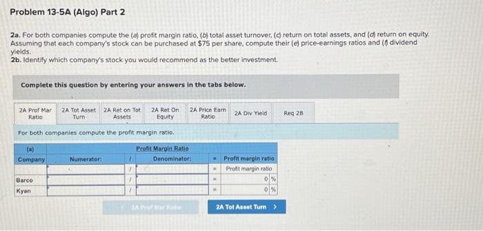 Solved Required information Problem 13-5A (Algo) Comparative | Chegg.com